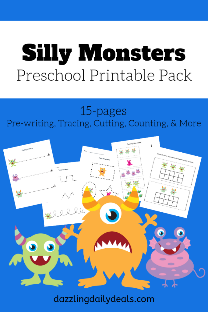 Monster Preschool Printables – Number-Tracing Worksheets pdf - Dazzling ...